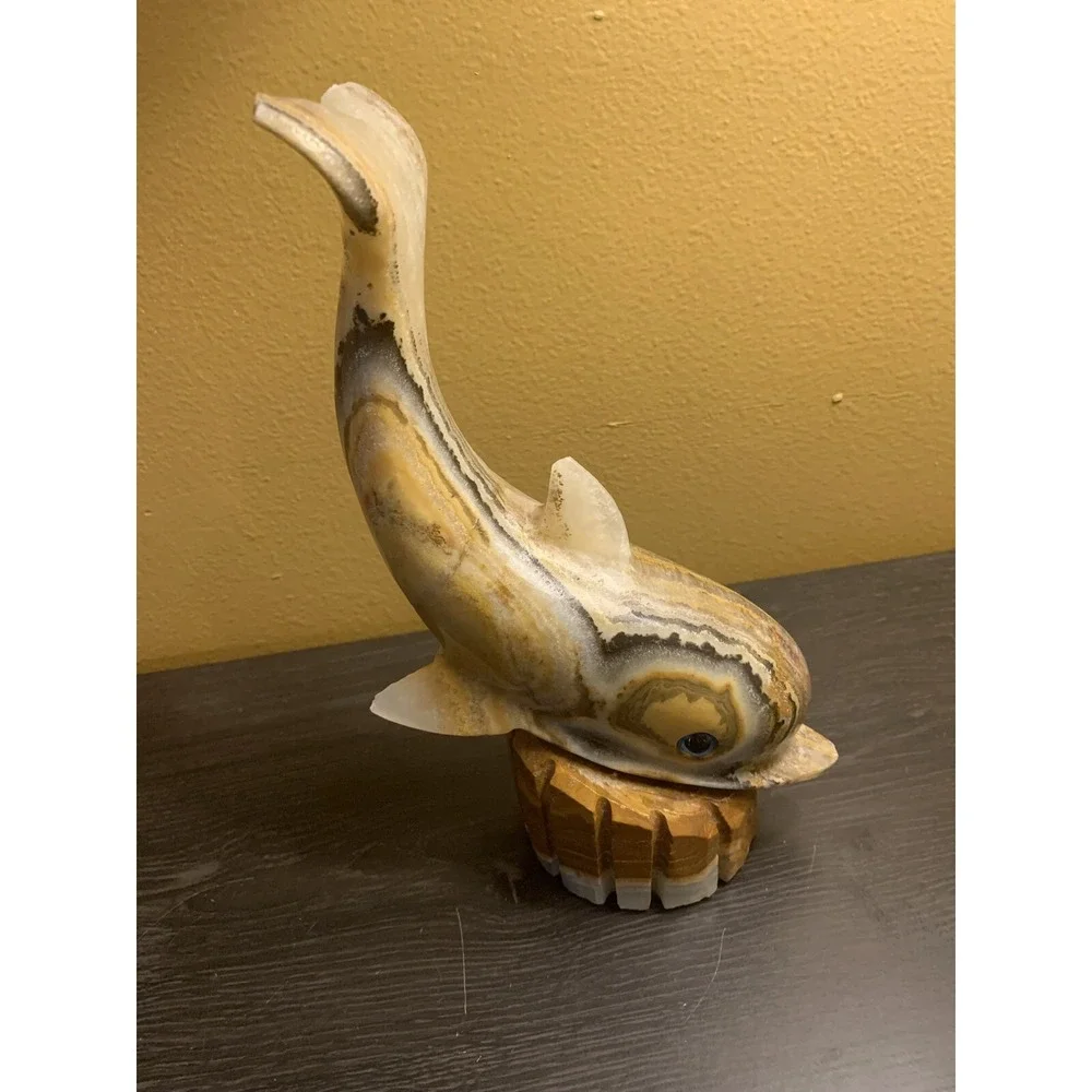 Art | Vintage Gray Marble Stone Dolphin Sculpture Blue Eyes On Marble ...